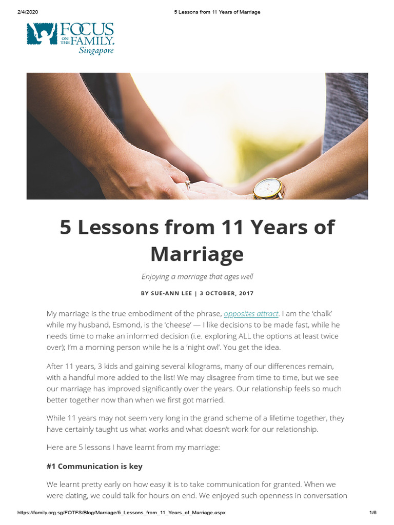 5 Lessons From 11 Years of Marriage | PDF