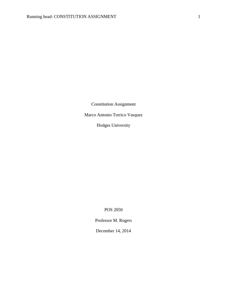 Constitution Assignment | PDF
