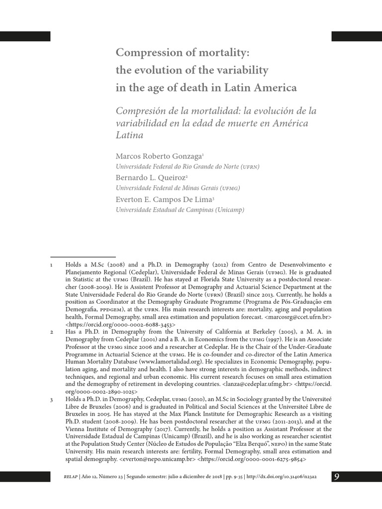 Compression Mortality Variability Age Death Latin America | PDF
