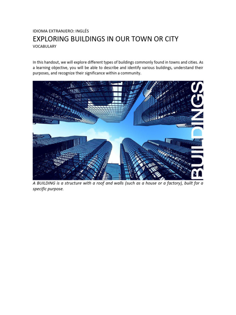 Exploring Buildings in Our City (Unit 1 - The City) | PDF | Retail | Travel