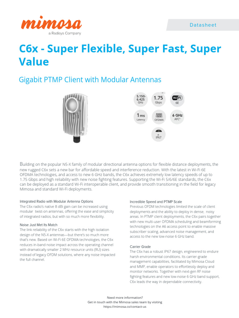 Mimosa Radisys C6x Datasheet DS 2024 | PDF