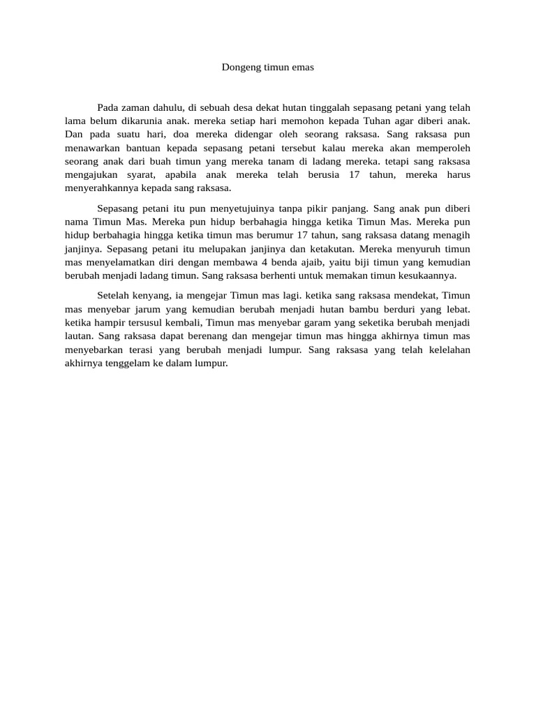 Dogeng Timun Emas | PDF | Home & Garden
