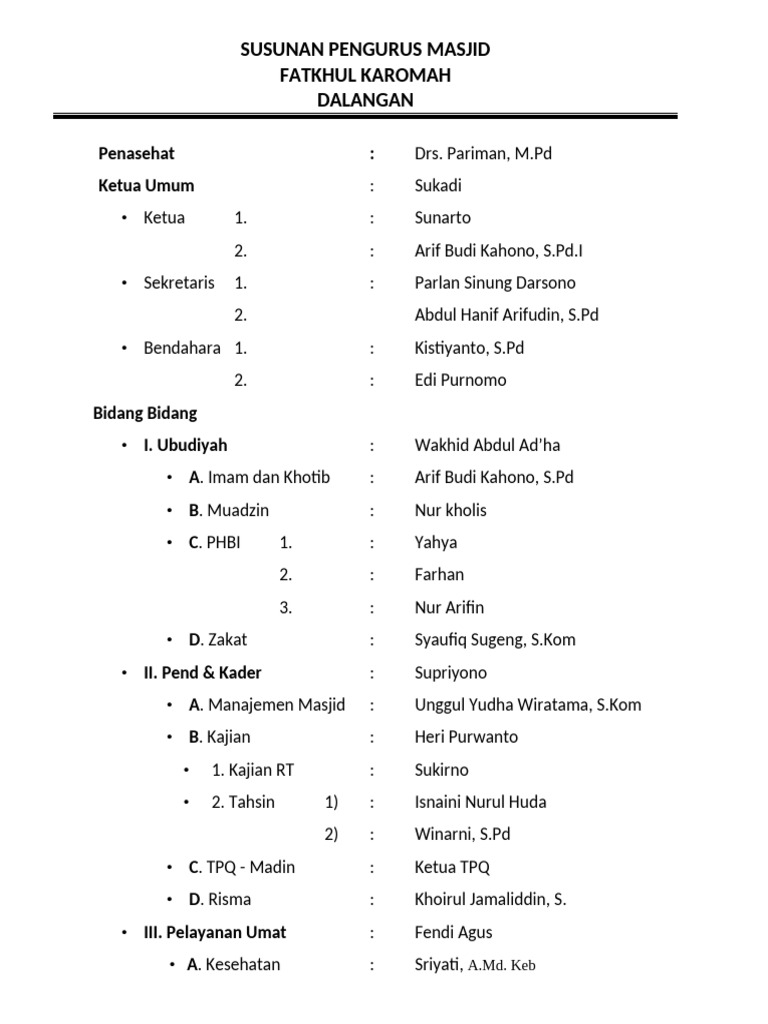 Revisi Bagan Pengurus | PDF