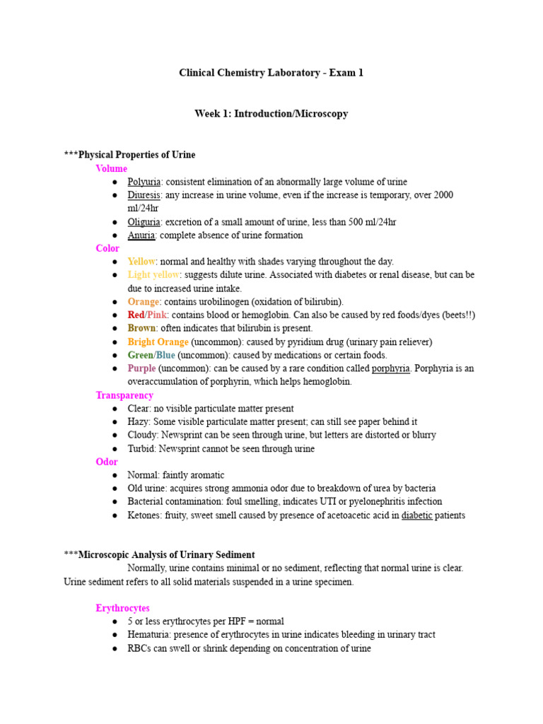 Clinical Chemistry Lab Exam 1 Study Guides | PDF