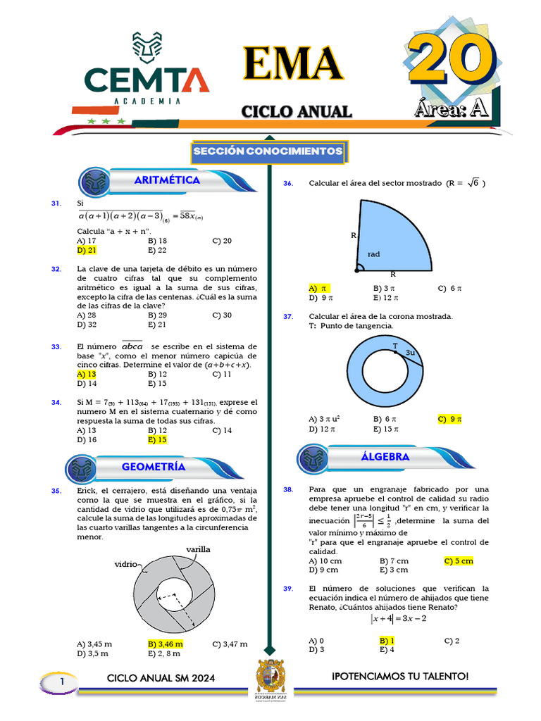 Area - A Ema 20 - 2024 (Claves) - Parte 02 | PDF