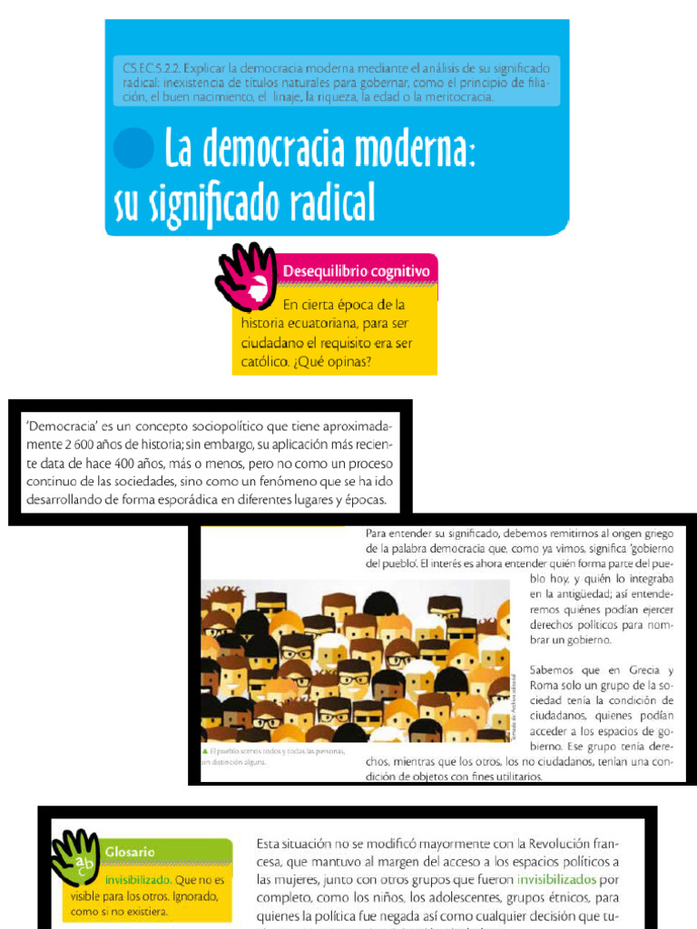 Significado Radical de La Democracia Moderna 1ro BGU | PDF