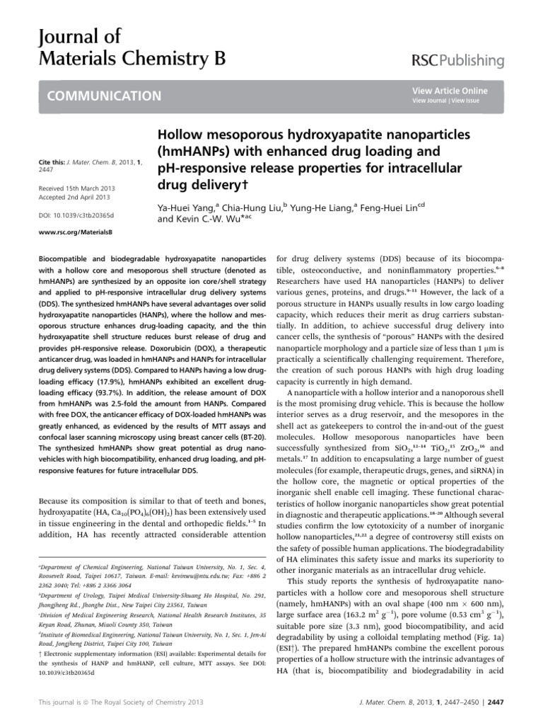 Journal of Materials Chemistry B: Communication | PDF