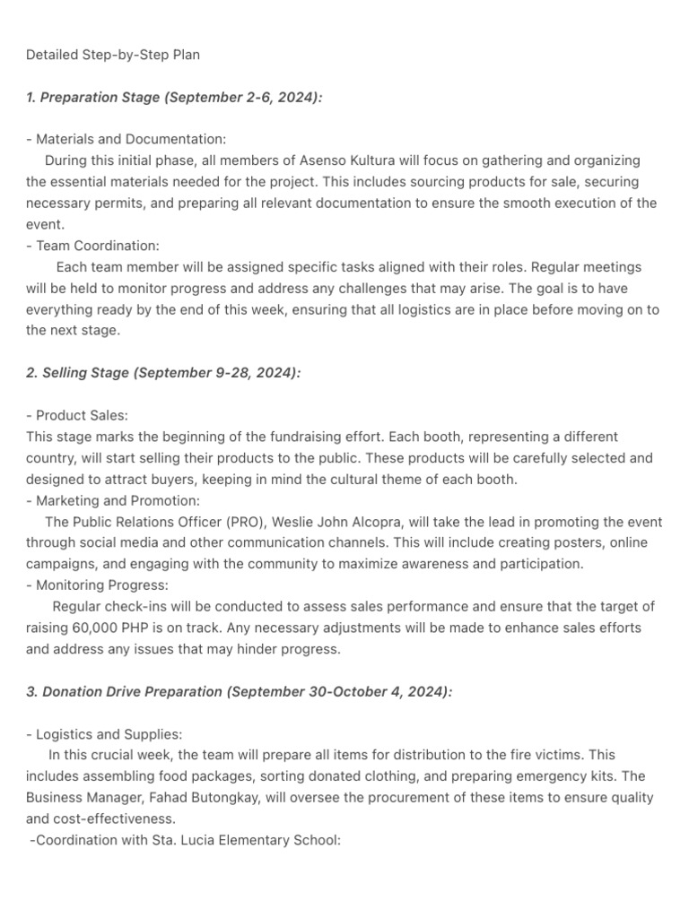 Detailed Step by Step Plan | PDF | Sales | Logistics