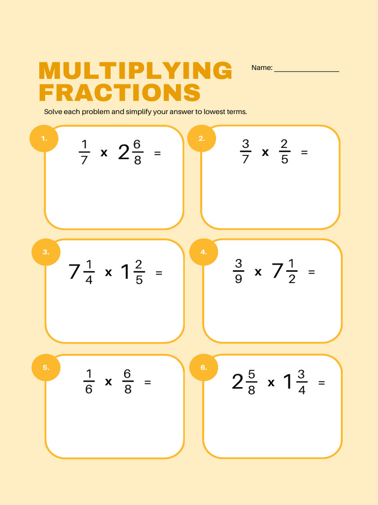 Multiplying and Dividing Fractions Worksheet | PDF | Numbers | Mathematics