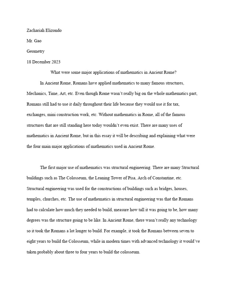 What Were Some Major Application of Mathematics in Ancient Rome | PDF