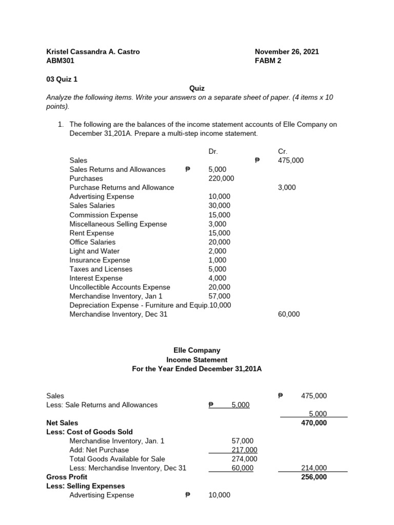 Castro ABM301 03 Quiz 1 Income and Chages in Equity eLMS Revised (FABM ...