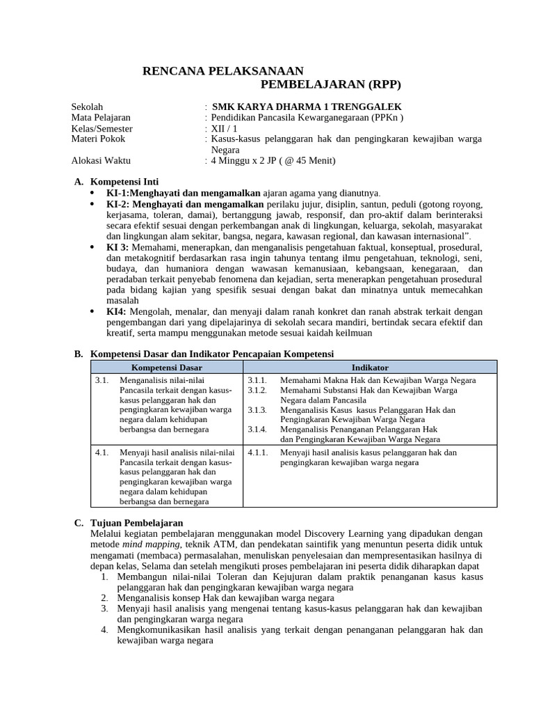 RPP PPKN - Anti Korupsi | PDF