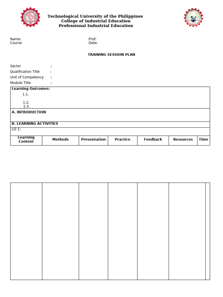 TRAINING SESSION PLAN TEMPLATE | PDF