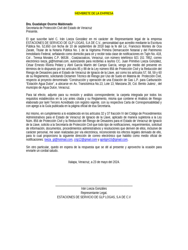 Solicitud Dictamen Técnico de Riesgo Por Uso de Suelo en Materia de Proetcción Civil DTRUS | PDF