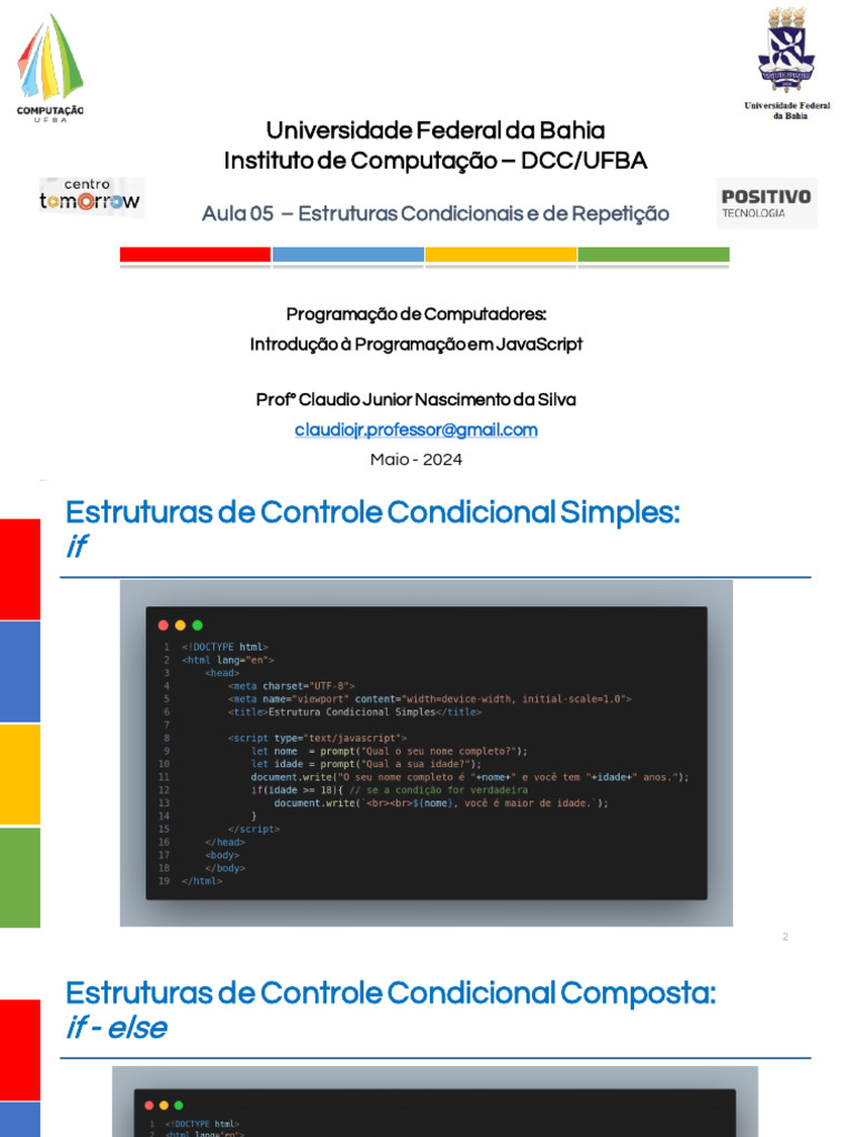 Slides de Estruturas Condicionais e Repetição | PDF