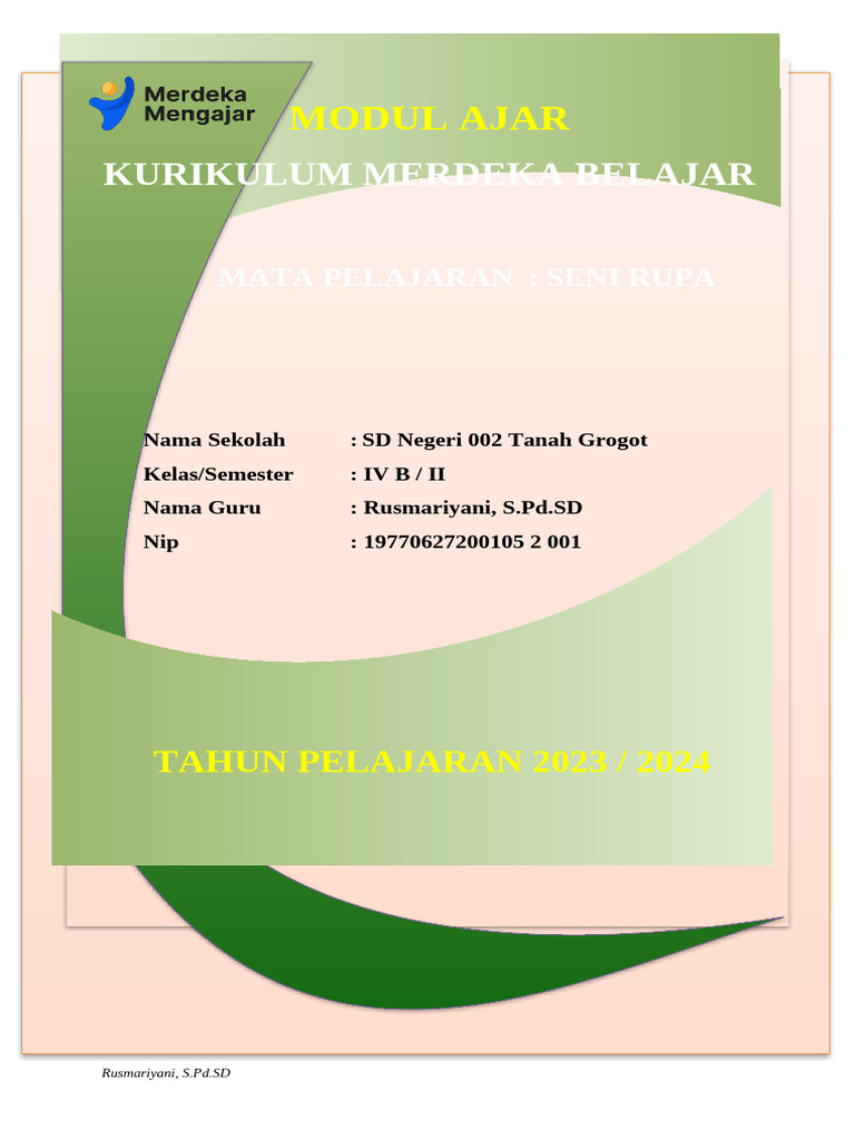 RPP Seni Rupa KLS Iv SMS 2 | PDF