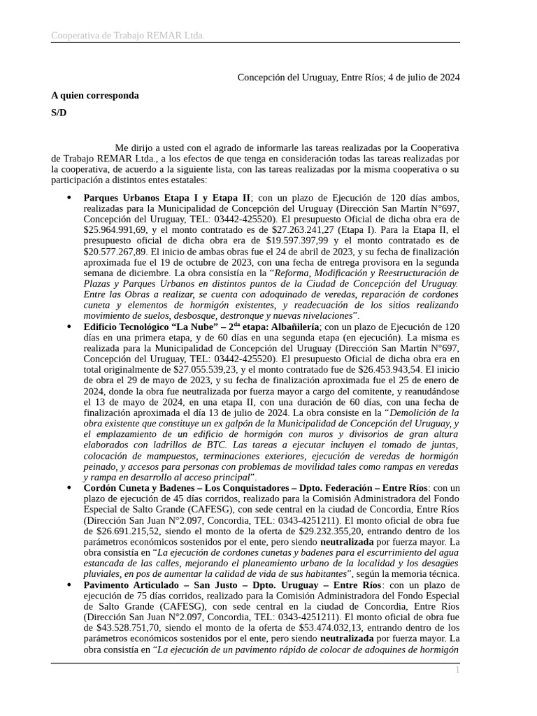 Informe de Tareas Cumplidas | PDF