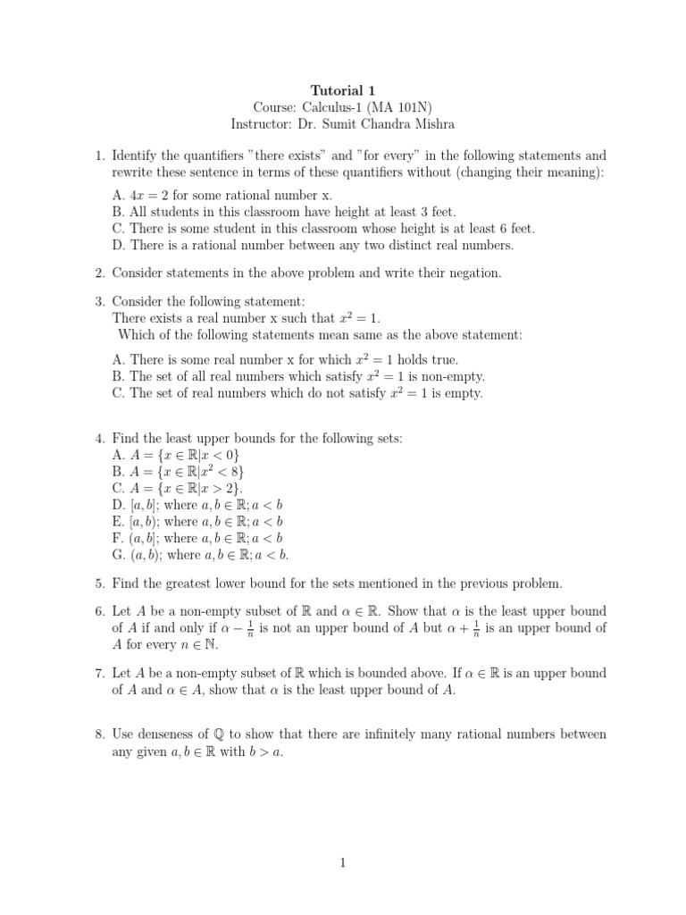 Tutorial 1 Calc 1 | PDF
