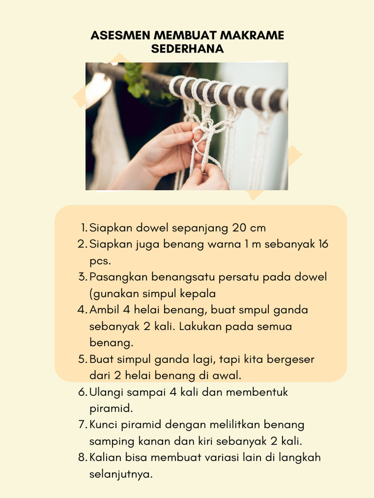 ASESMEN MEMBUAT MAKRAME SEDERHANA Baru | PDF | Griya & Taman | Seni
