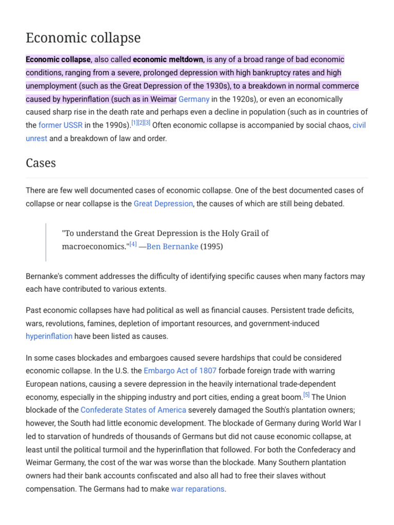 Economic Collapse - Wikipedia | PDF