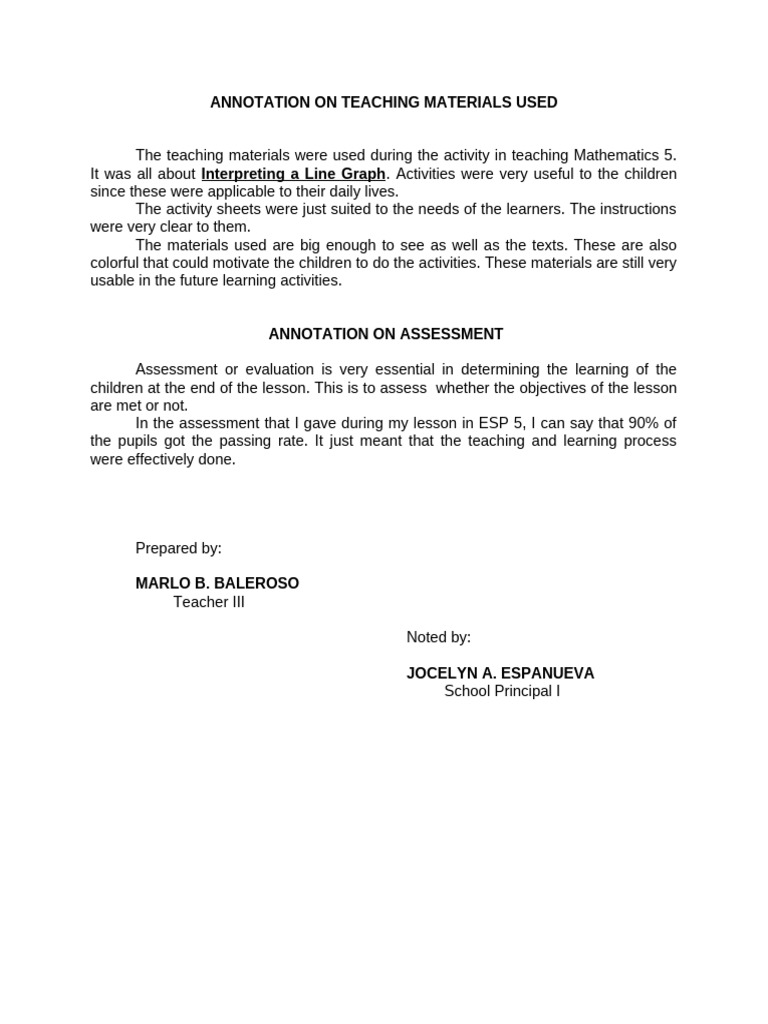 Annotation On Teaching Materials Used | PDF