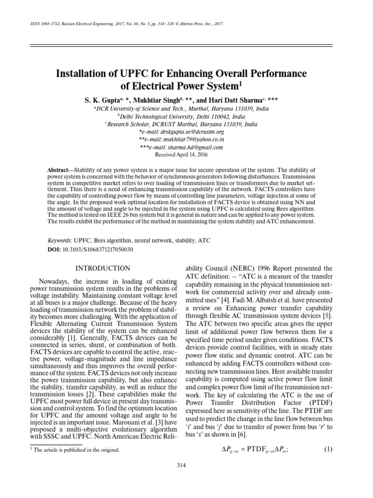 Installation of UPFC For | PDF