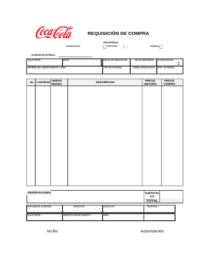 Formato Requisición de Compra | PDF