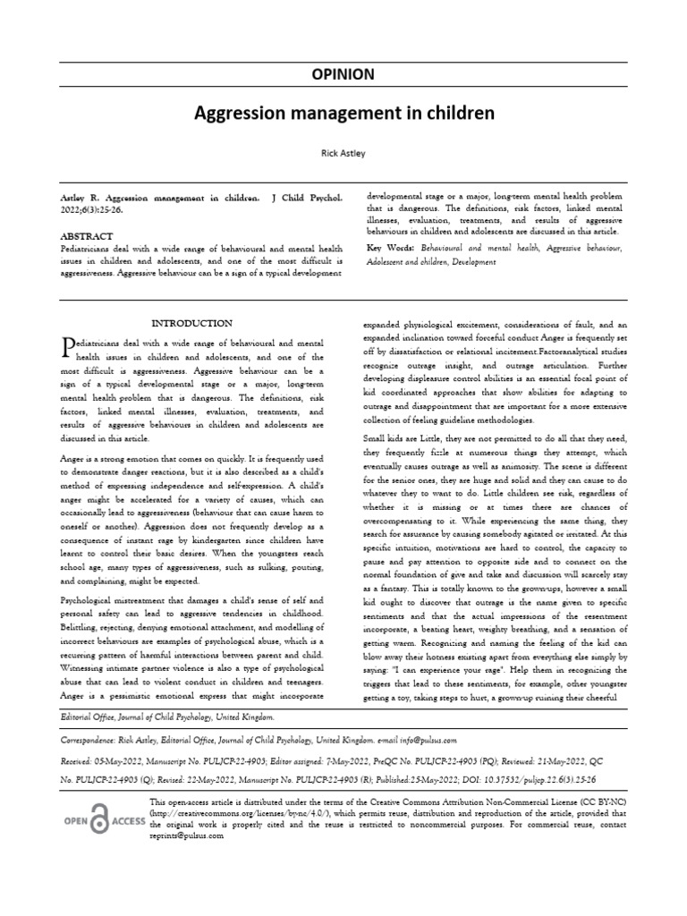Aggression Management in Children | PDF | Anger | Feeling