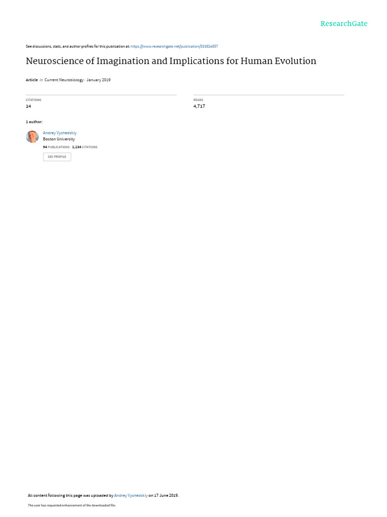 Neuroscience of Imagination and Implications For Human | PDF