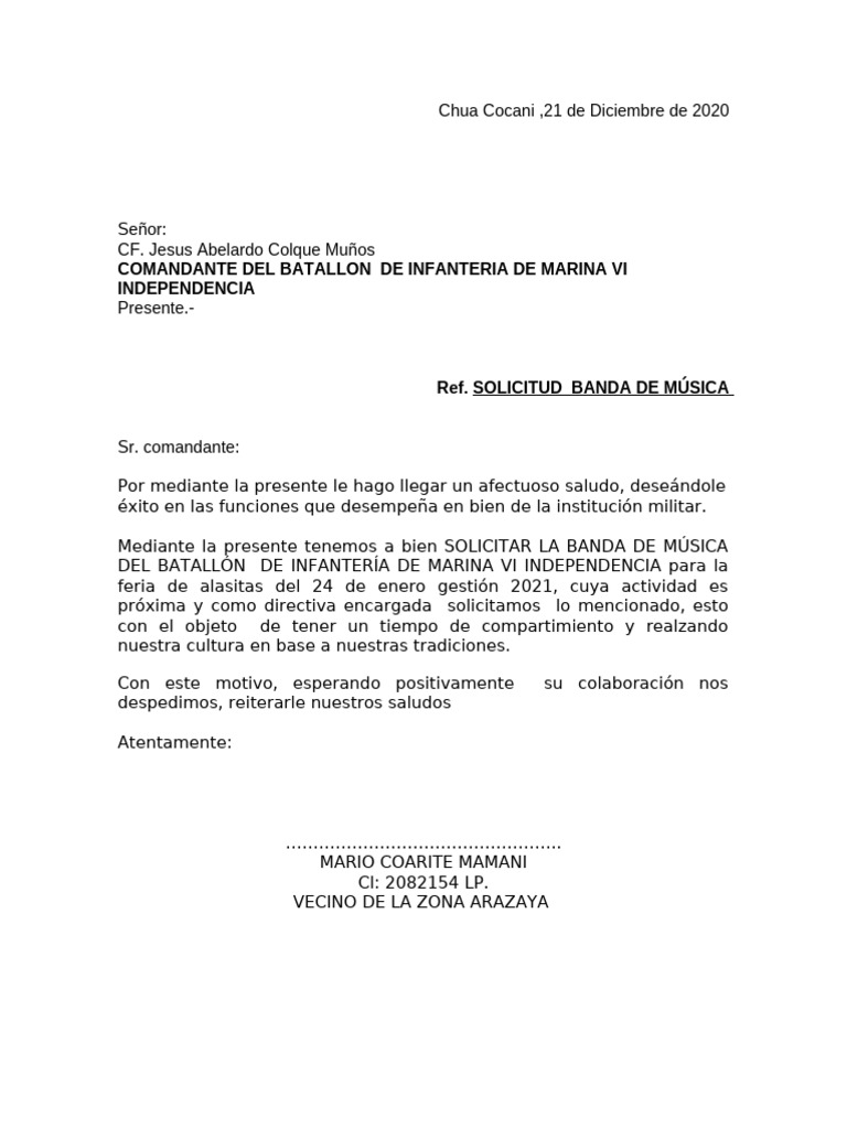 Solicitud Debanda Batallon | PDF