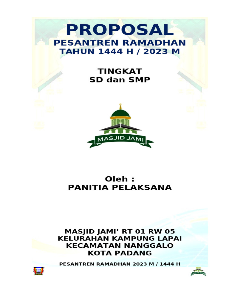 Proposal Pesantren Ramadhan 2023 | PDF | Religious Faiths | Monotheism