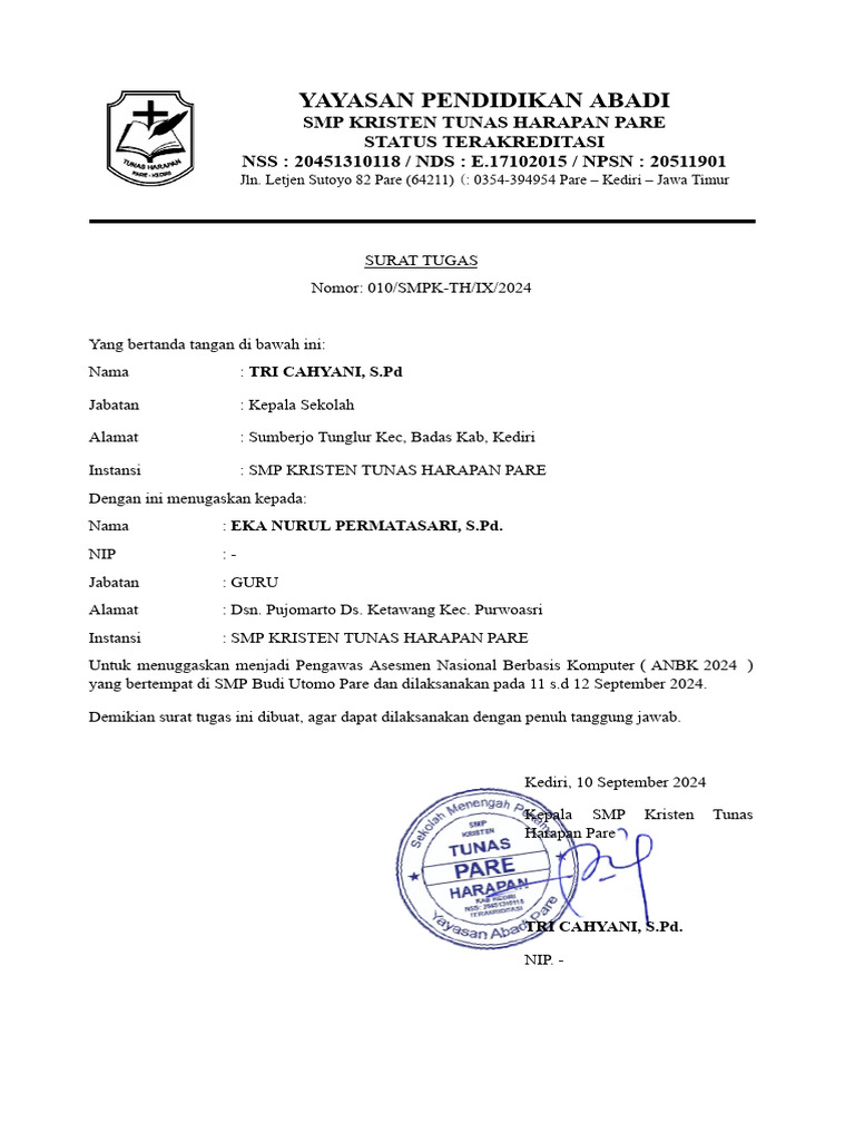 Contoh Surat Penugasan | PDF