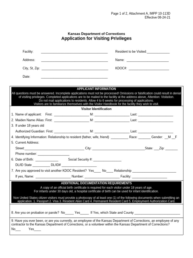 Visitation Application | PDF