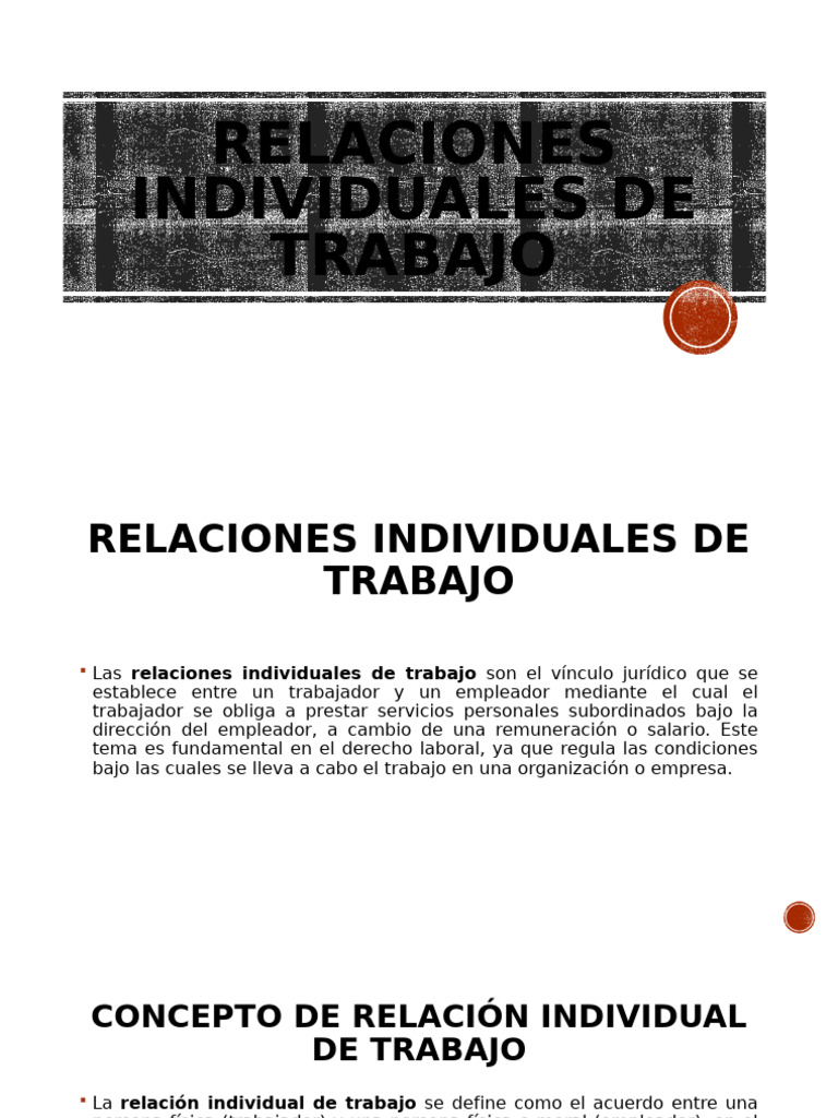 relaciones individuales de trabajo | PDF