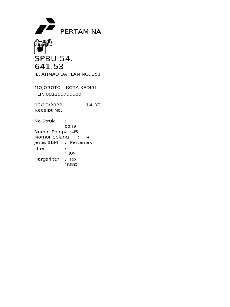 Struk Bensin | PDF