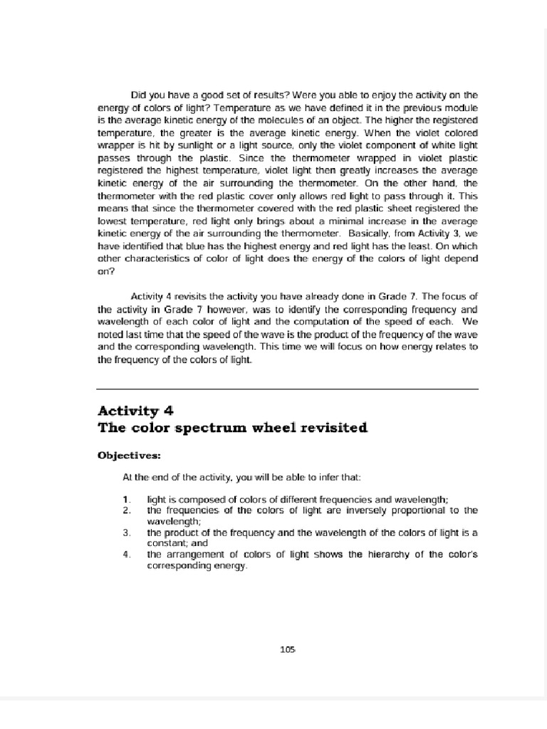 Activity 4 The Color Spectrum Wheel Revisited | PDF