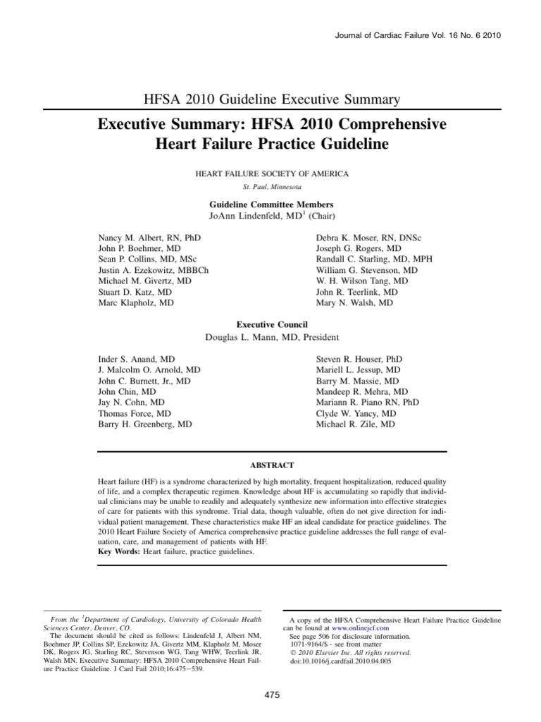 HFSA 2010 Guidelines | PDF