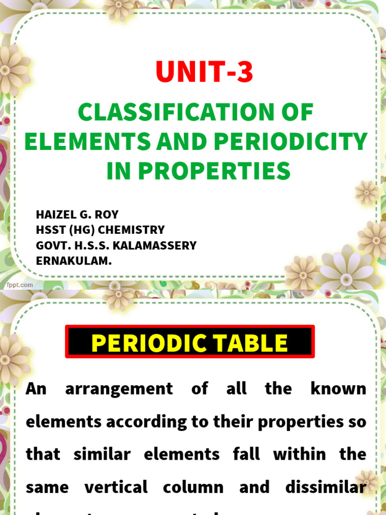 Classification of Elements-1 | PDF