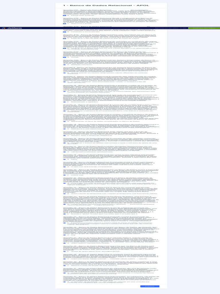 1 - Banco de Dados Relacional - APOL | PDF