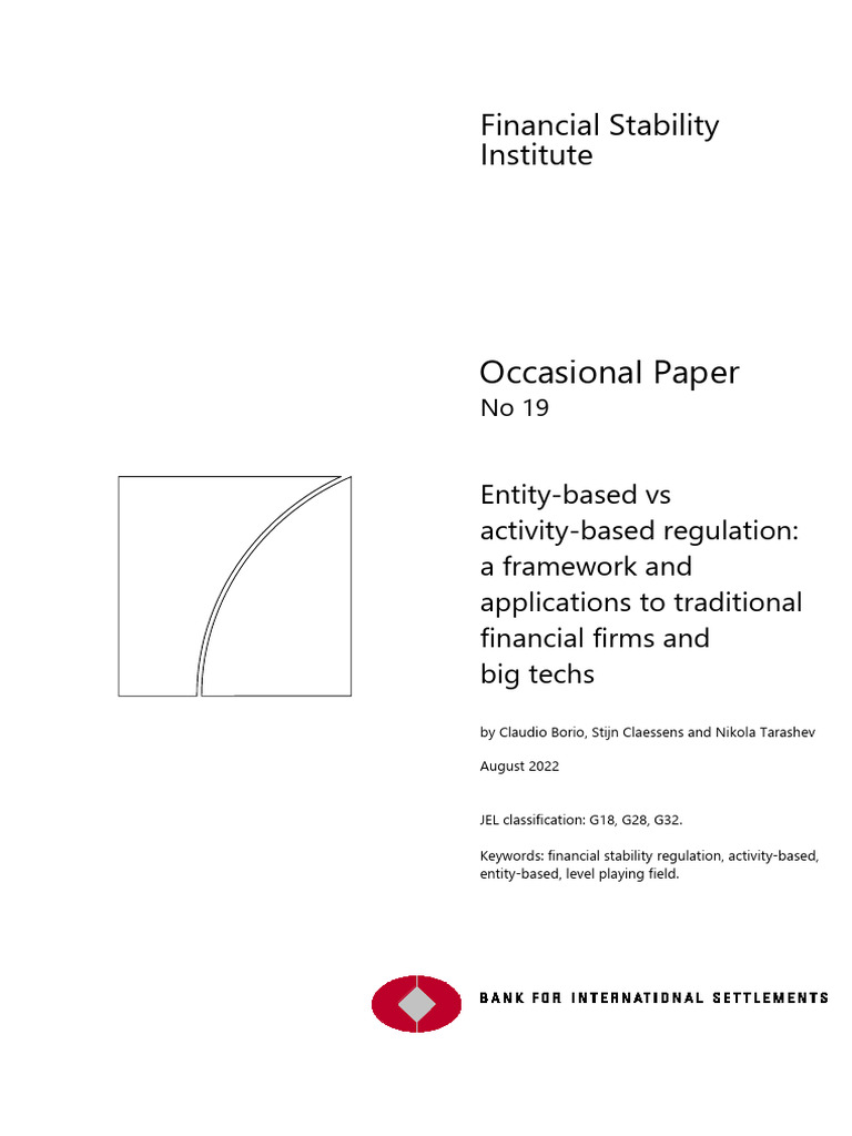 Entity vs Activity-Based Regulation Framework | PDF | Banks | Finance ...