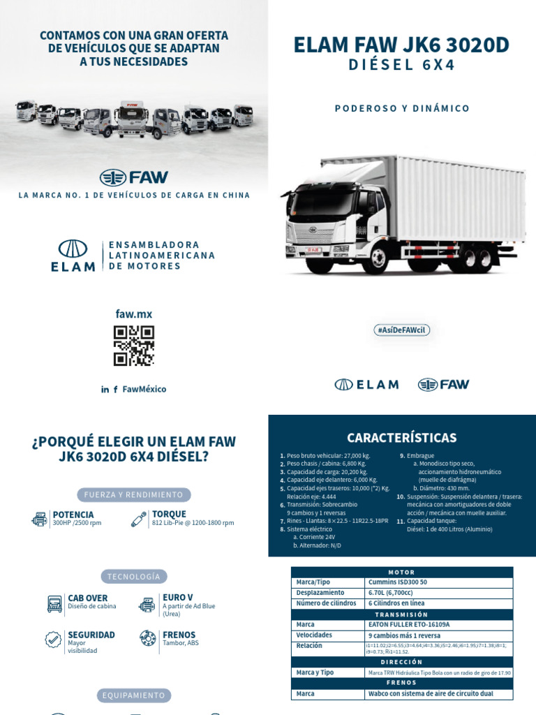 10 Ficha Técnica Elam Faw Jk6 3020d 6x4 | PDF | Eje | Vehículos