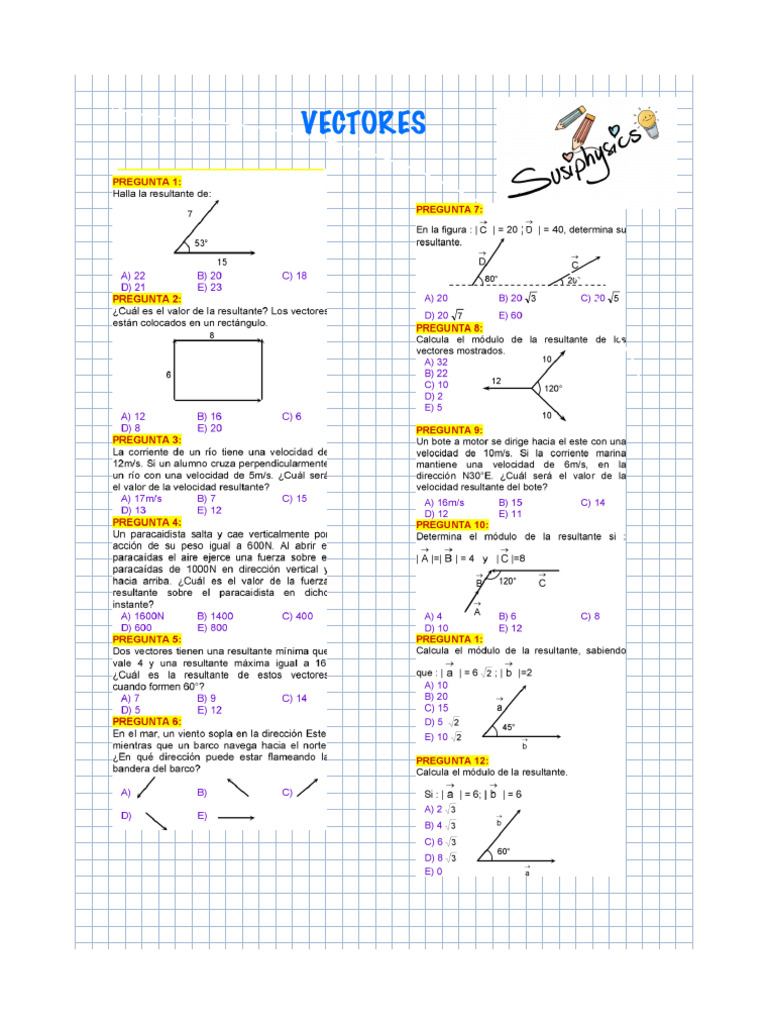 Test Sobre Vectores 40 Preguntas | PDF