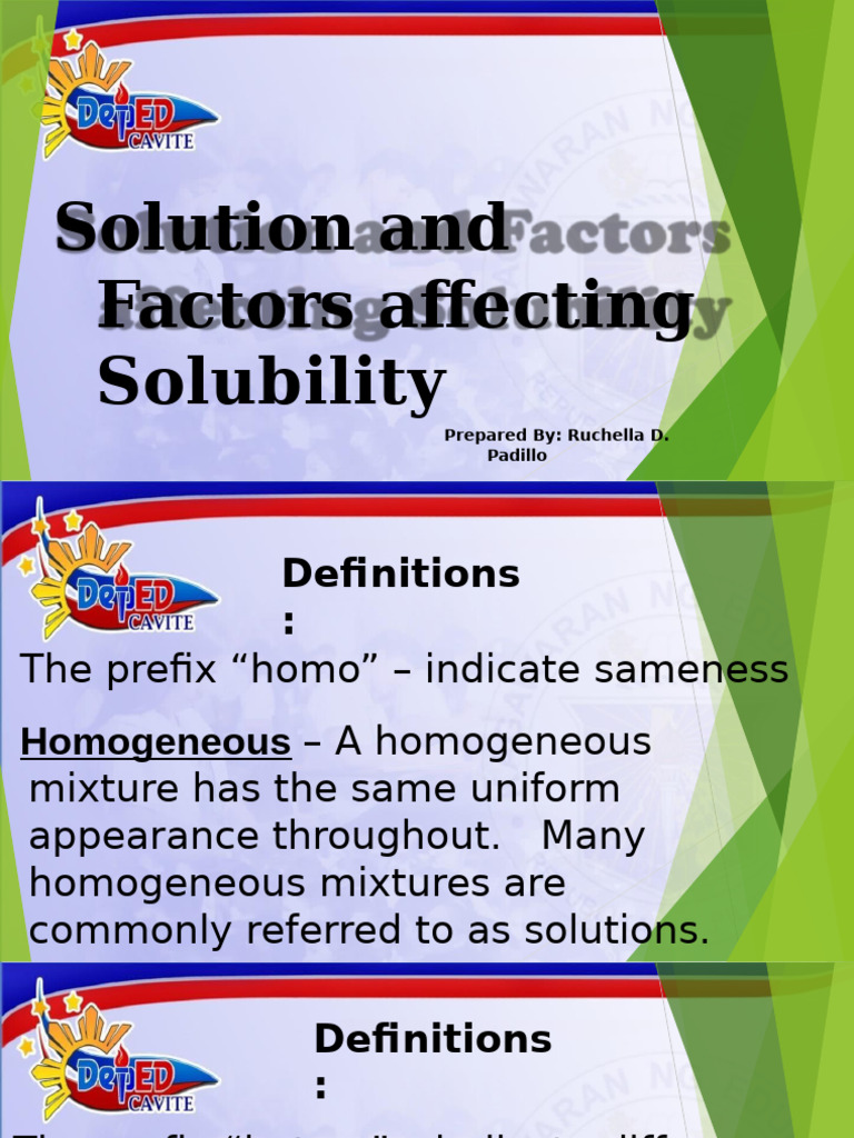 SCI6 W2 Q1 Solutions, Factors Affecting Solubility | PDF | Mixture ...