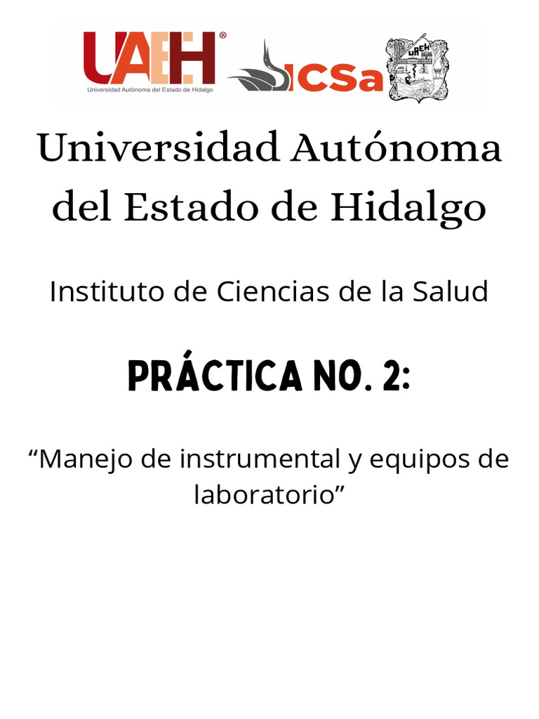 Práctica 2. Manejo de Instrumental y Equipos de Laboratorio. | PDF