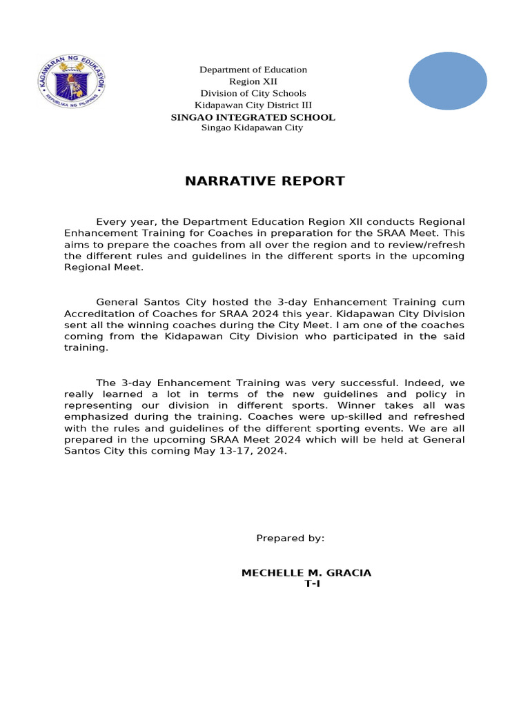Narrative Report | PDF