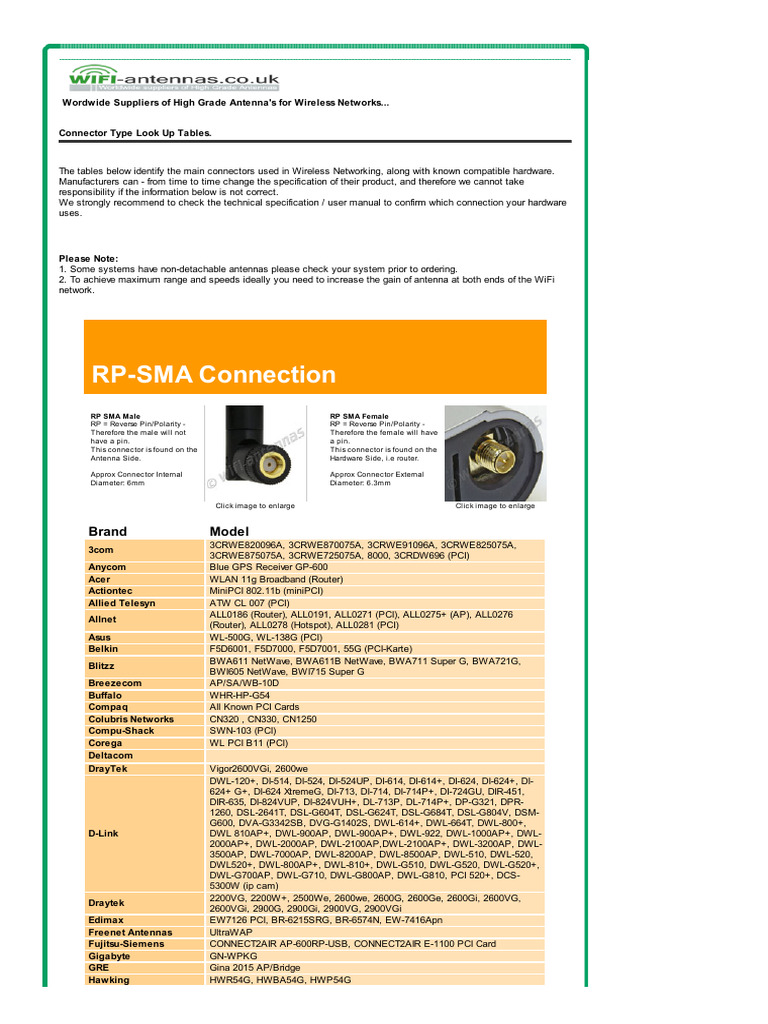 Connector Lookup Tables | PDF