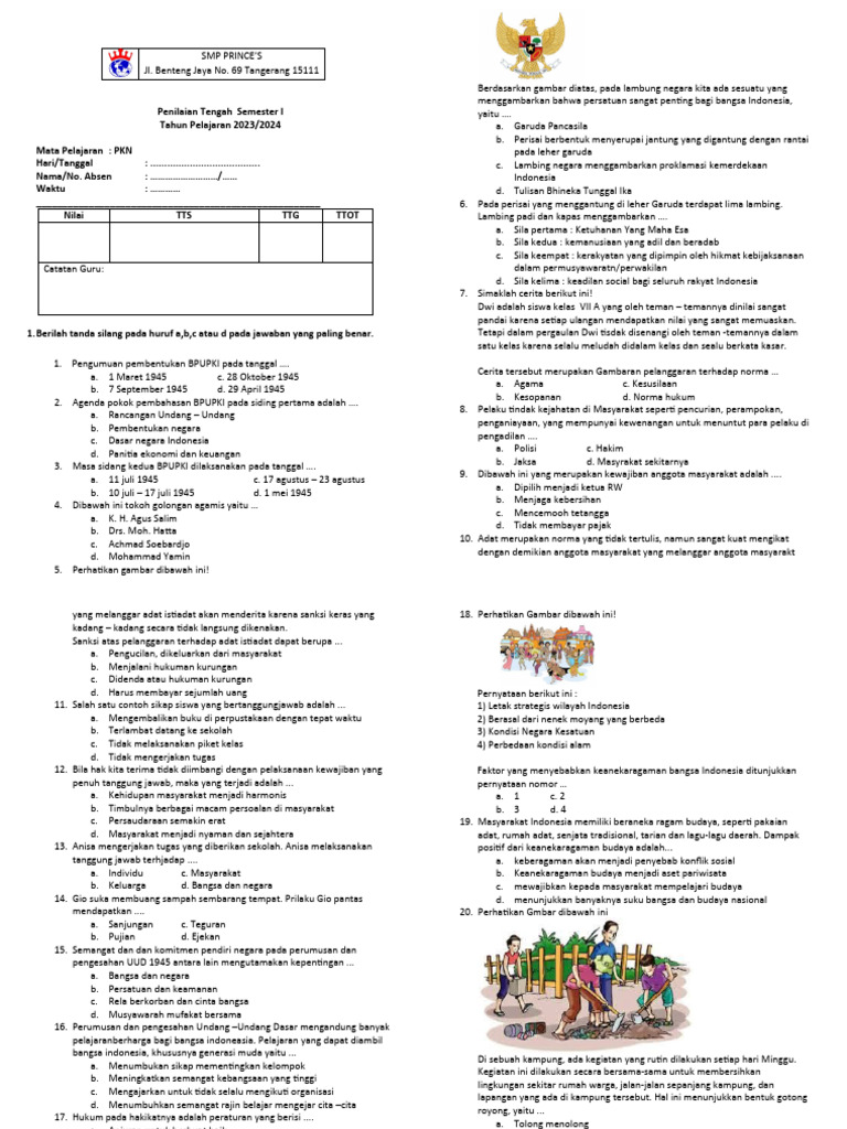 Soal PTS PKN Kelas 7 | PDF
