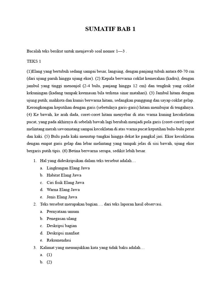 SUMatif Bab 1 | PDF