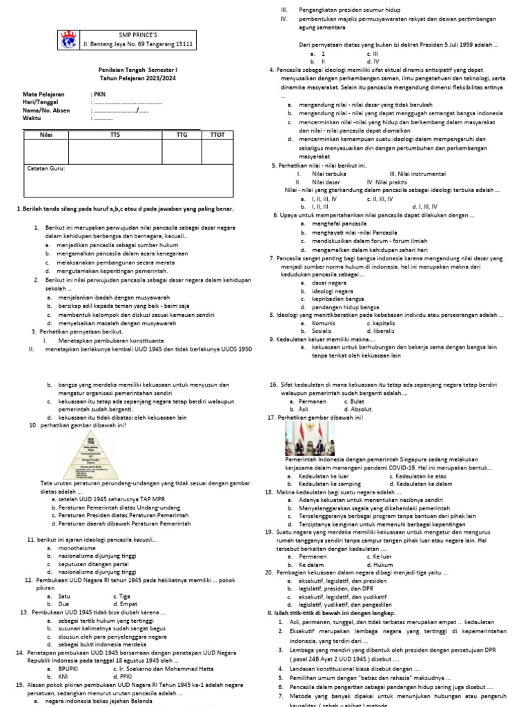 Soal PTS PKN KELAS 9 | PDF