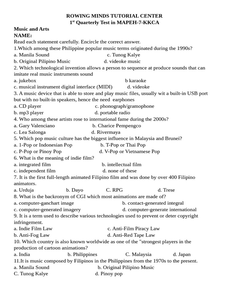 Q1-MAPEH-KKCA-DONE | PDF